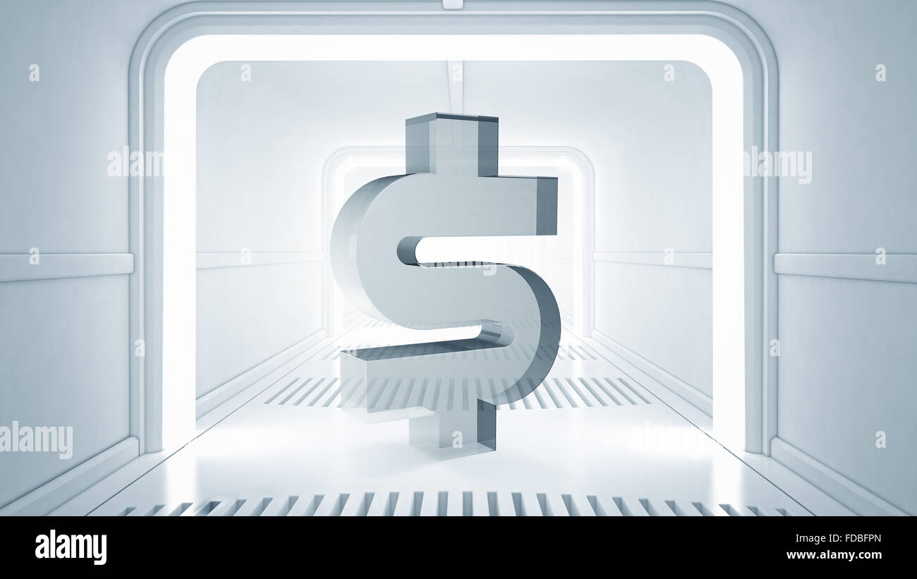 Futuristic designed elegant interior with big dollar sign Stock Photo ...