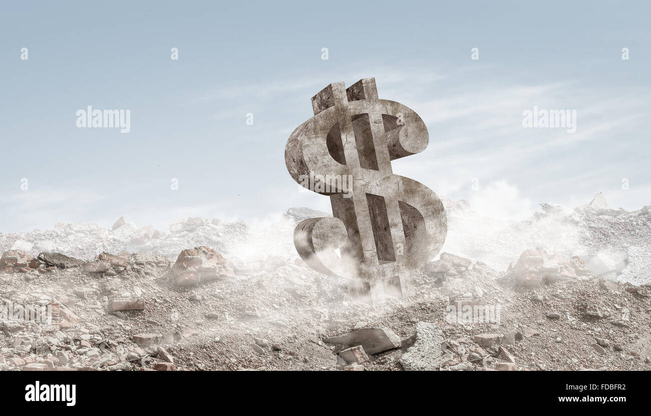 Financial concept with stone dollar symbol on natural landscape Stock ...