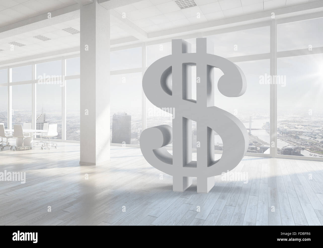 Big dollar symbol on modern office window background Stock Photo - Alamy