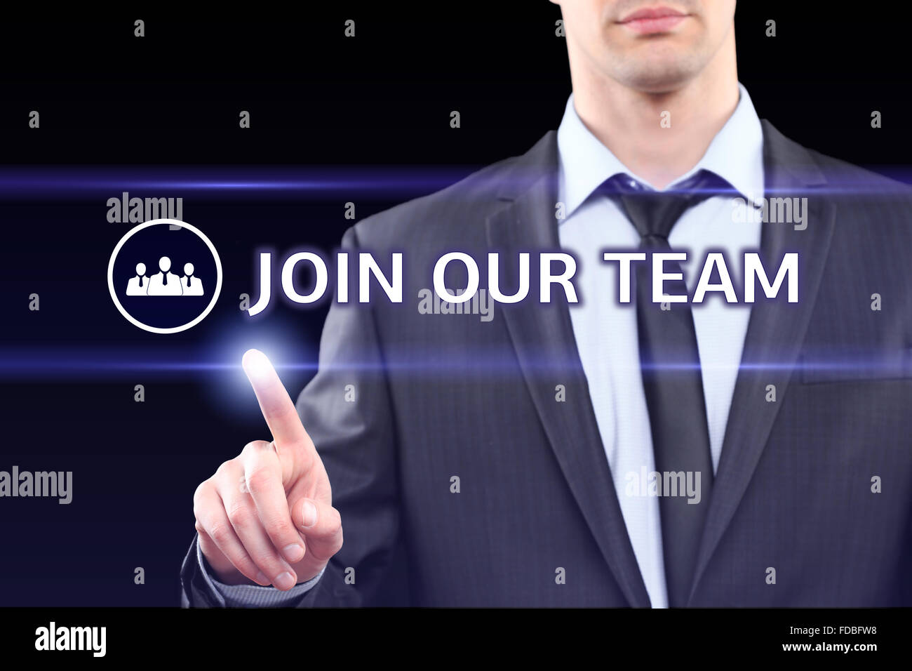 business, technology, internet concept - businessman pressing join our ...