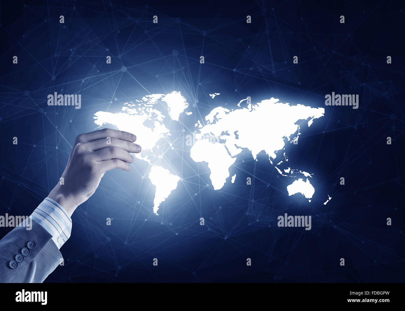 Digital world map showing network hi-res stock photography and images ...
