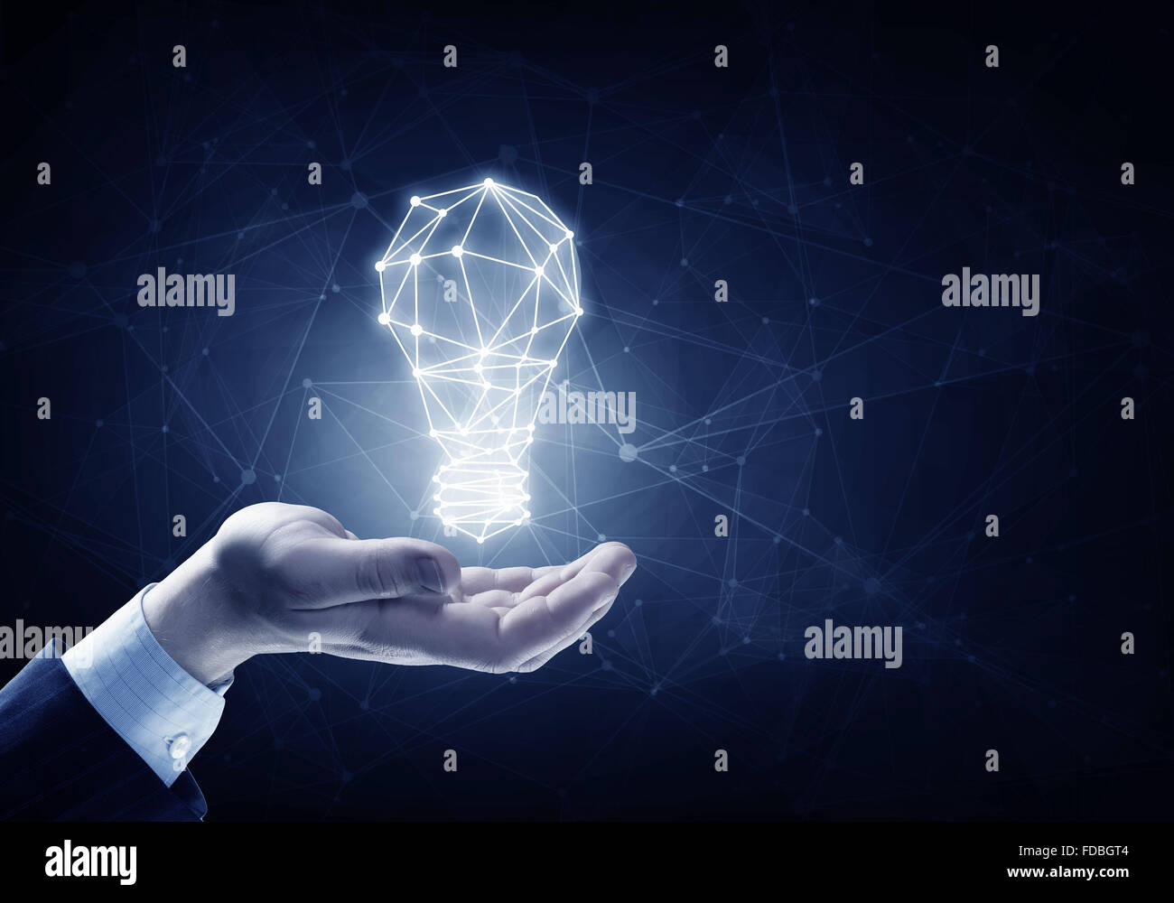 Hands of business person holding illuminated light bulb sign Stock ...