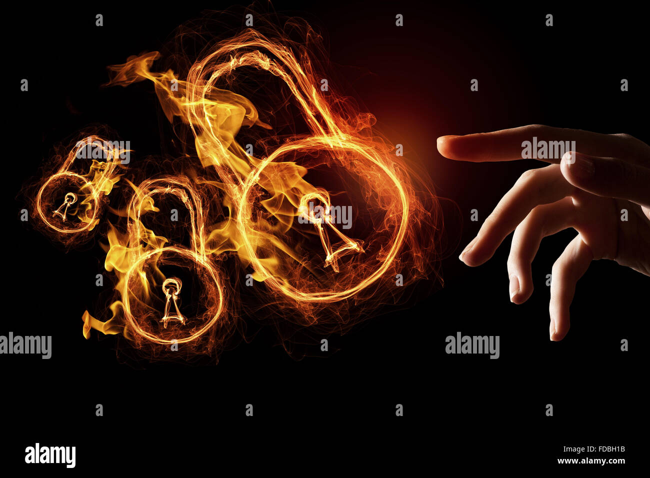 Glowing light lock sign on dark background Stock Photo - Alamy