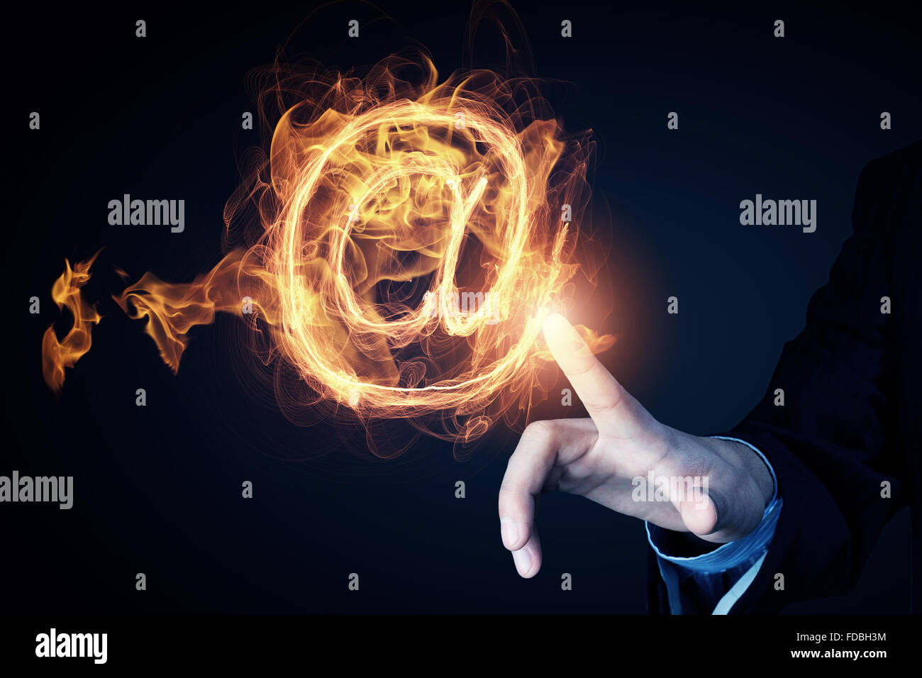 Email concept with light glowing symbol on dark background Stock Photo ...