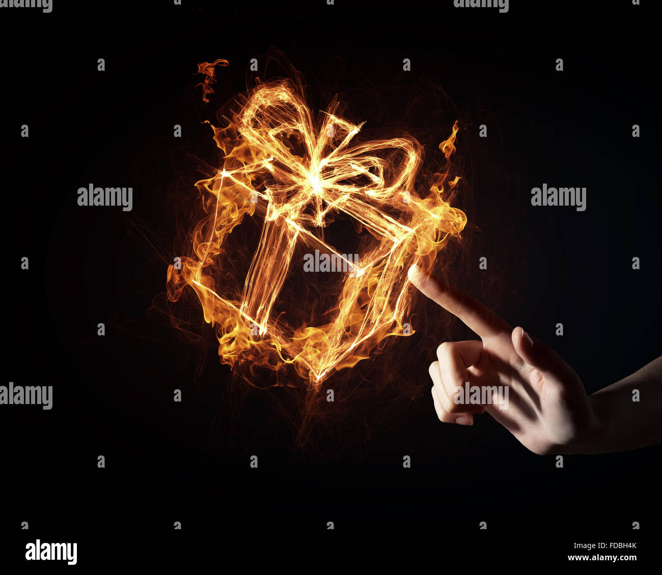 Fire glowing icon hand on hi-res stock photography and images - Alamy