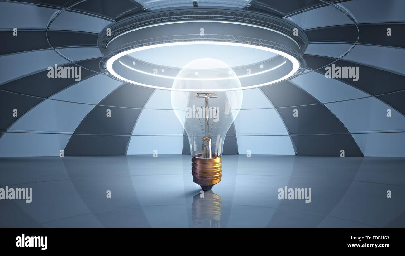 Modern 3d interior design with glass light bulb in center Stock Photo ...