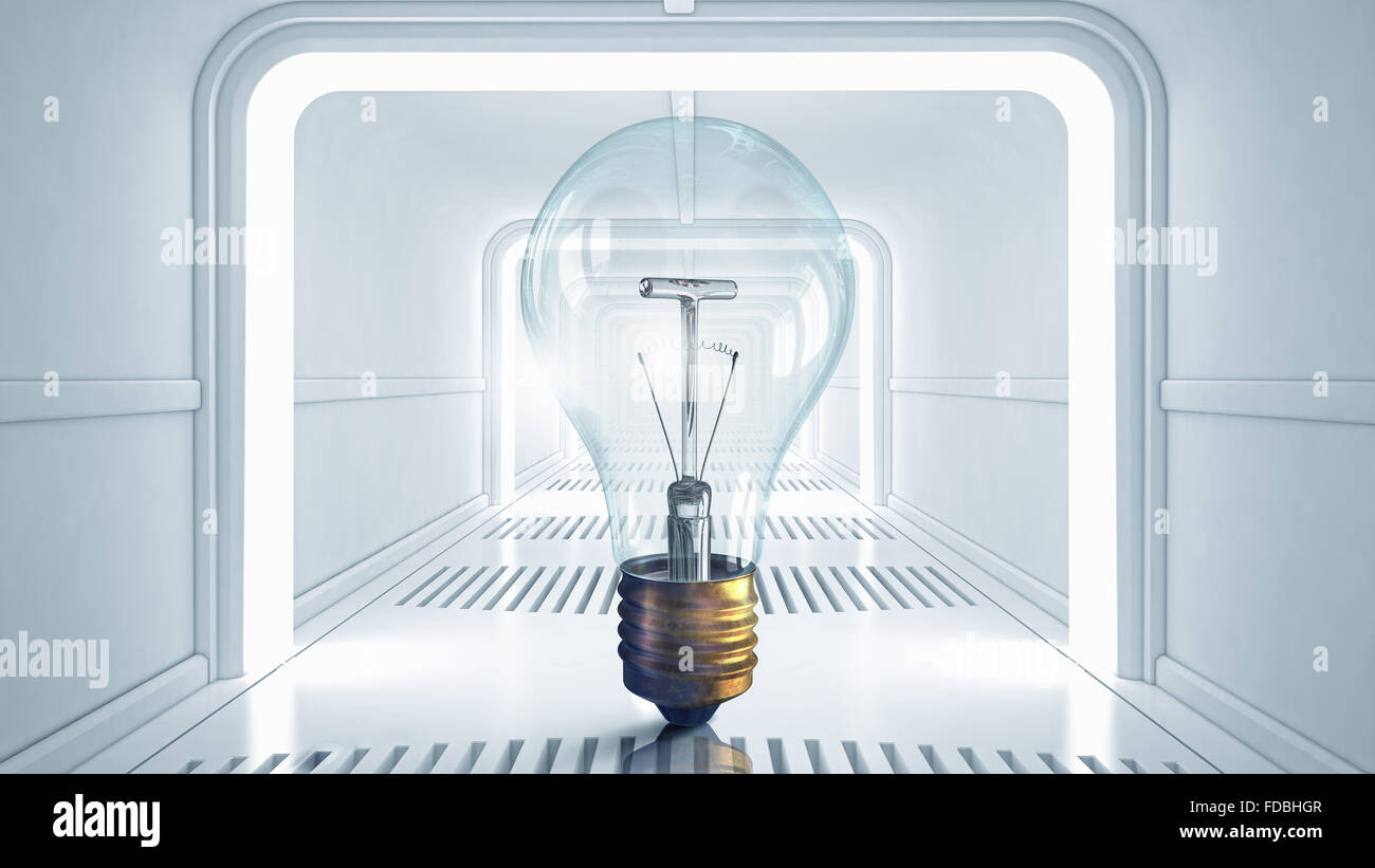 Modern 3d interior design with glass light bulb in center Stock Photo ...