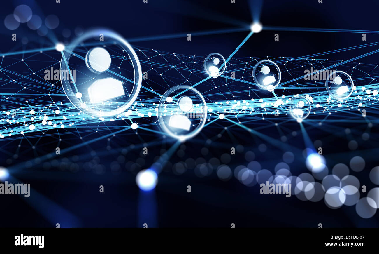 Digital technology background with social networking and interaction ...
