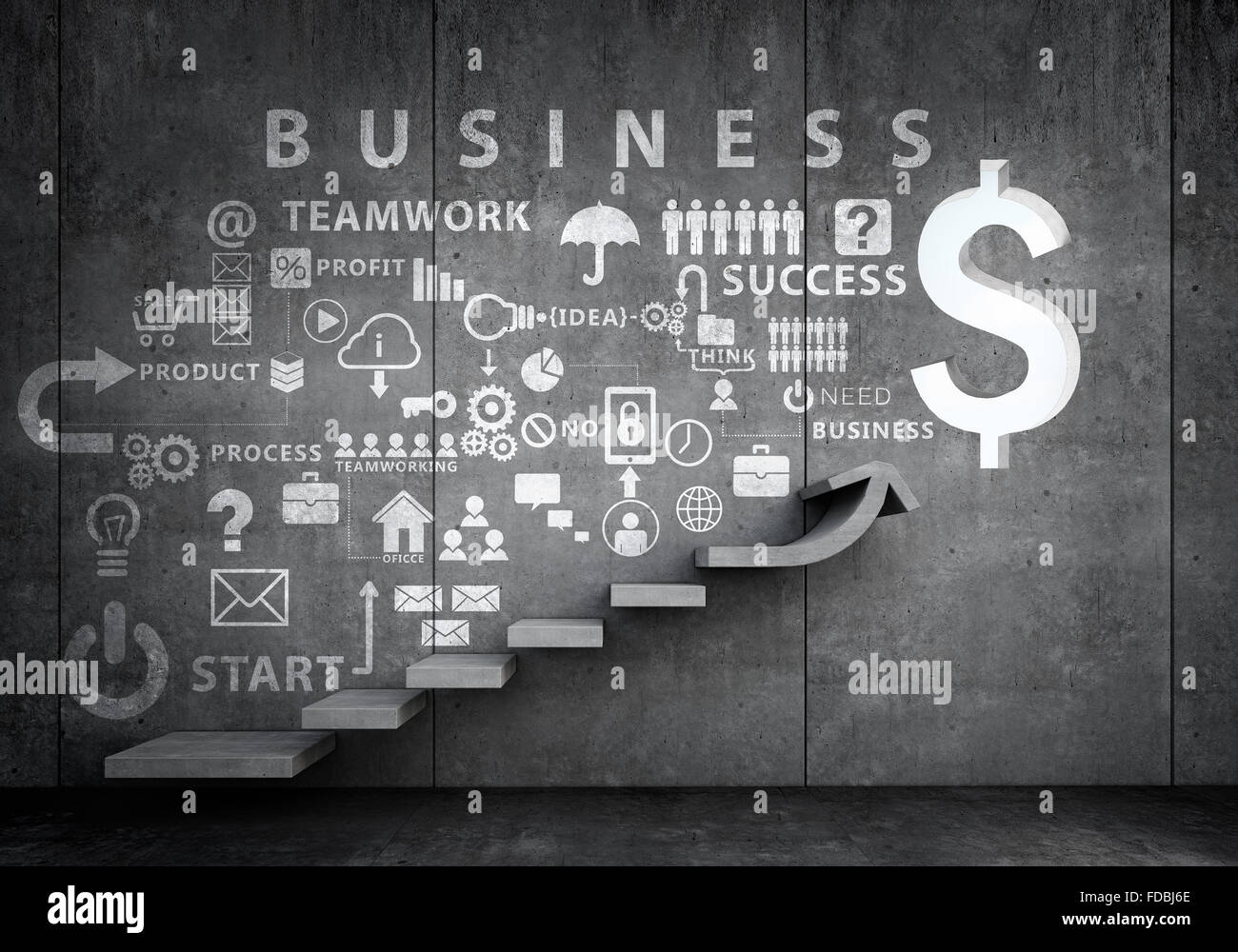 Business strategy plan over ladder leading to success Stock Photo - Alamy