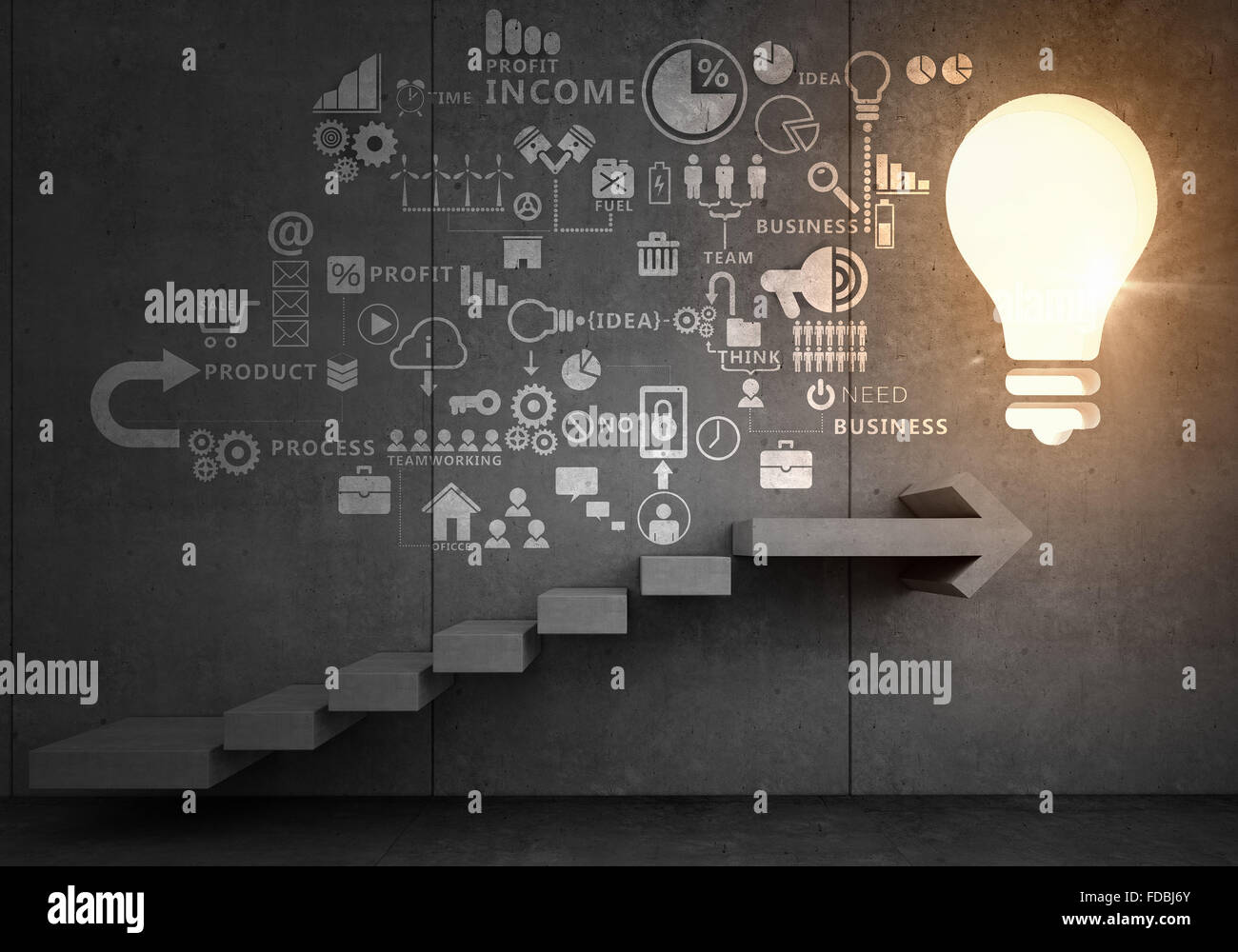 Business strategy plan over ladder leading to success Stock Photo - Alamy
