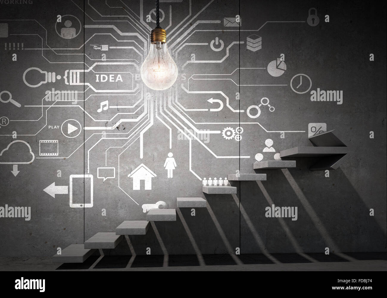 Business strategy plan over ladder leading to success hi-res stock ...