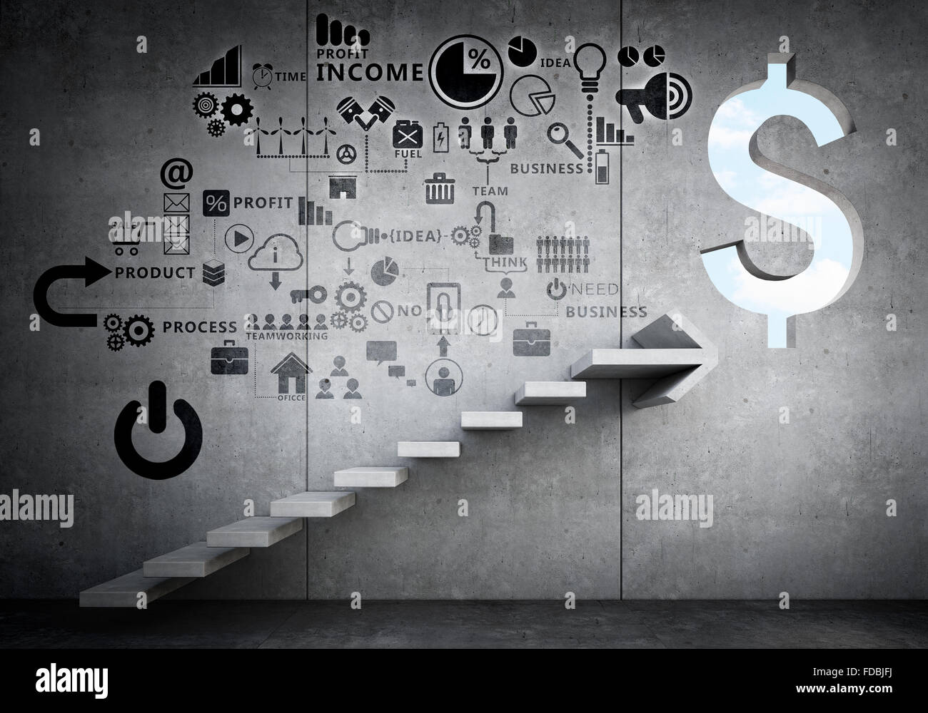 Business strategy plan over ladder leading to success Stock Photo - Alamy
