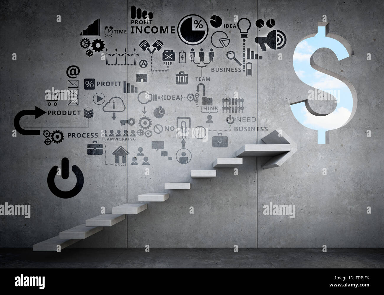 Business strategy plan over ladder leading to success Stock Photo - Alamy