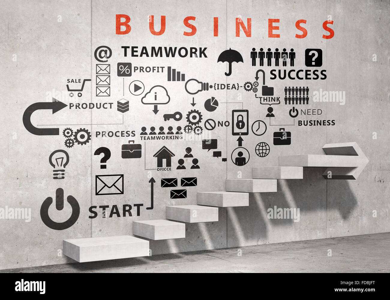 Business strategy plan over ladder leading to success hi-res stock ...