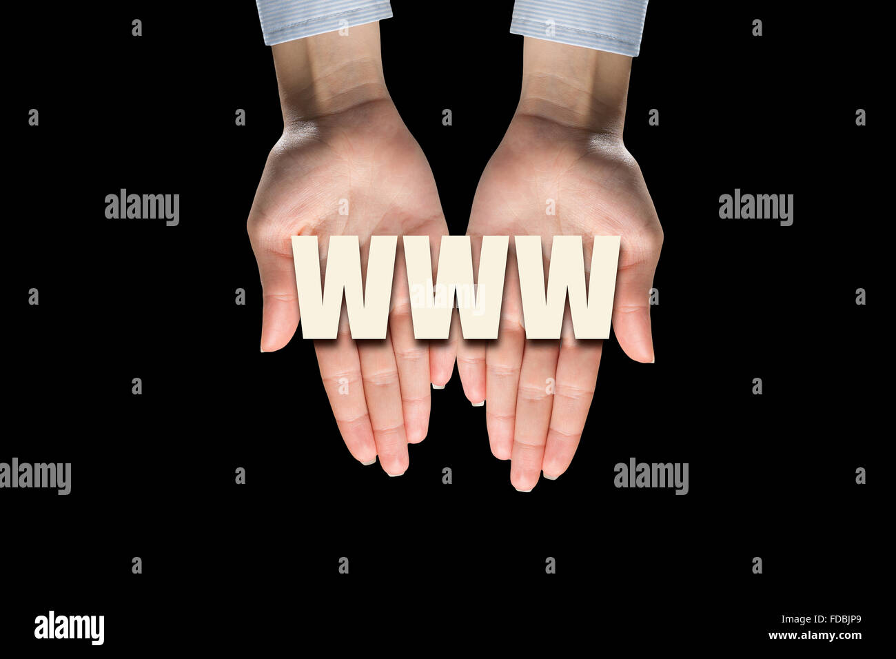 Male hands on dark background showing in palms web concept Stock Photo ...