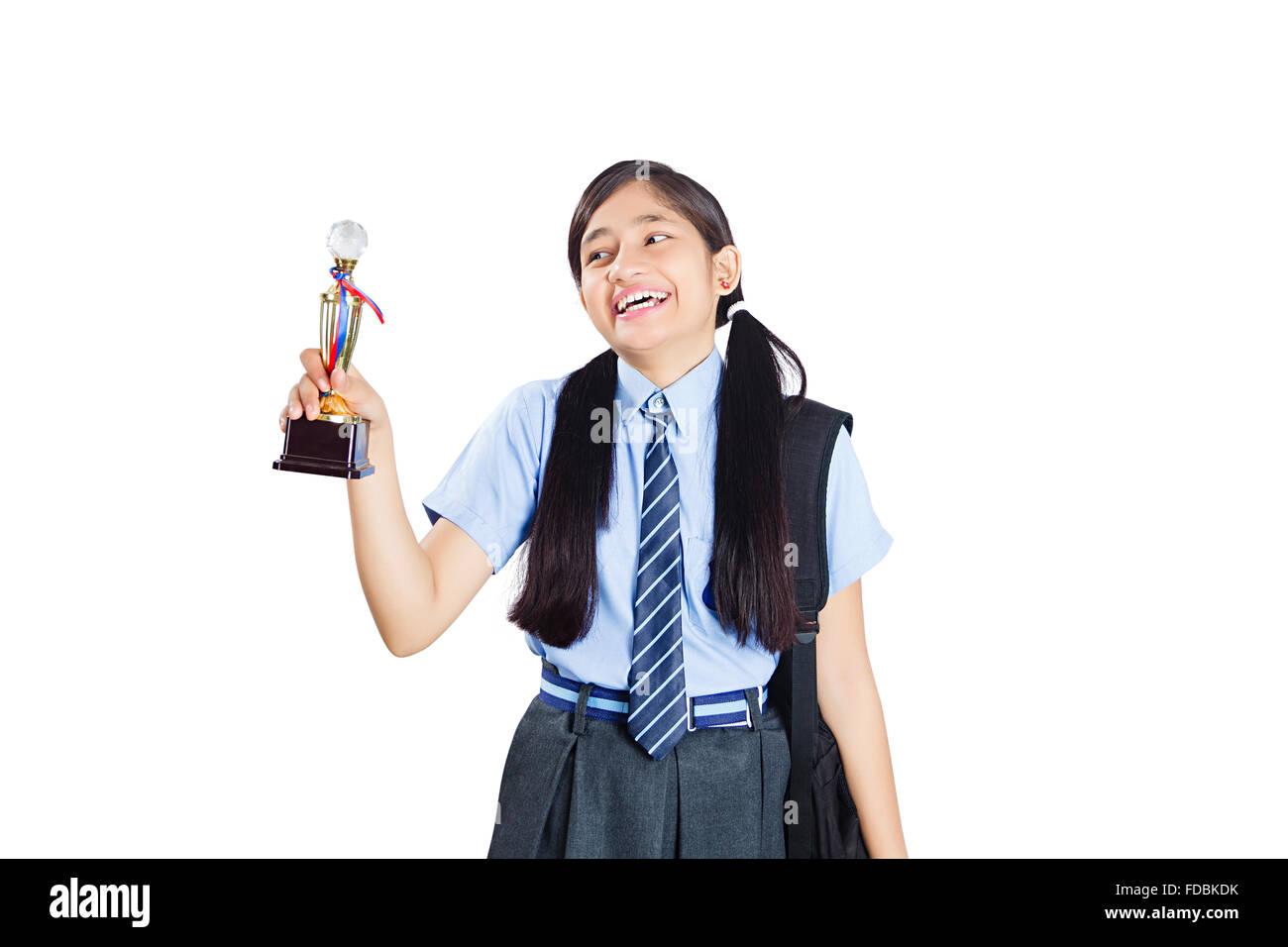 1 Young Teenager Girl School Student Success Victory Trophy Showing ...