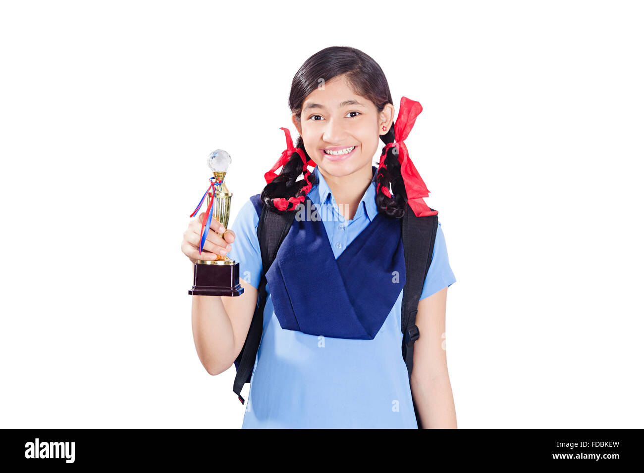 1 Young Teenager Rural Girl School Student Victory Trophy Showing Stock ...