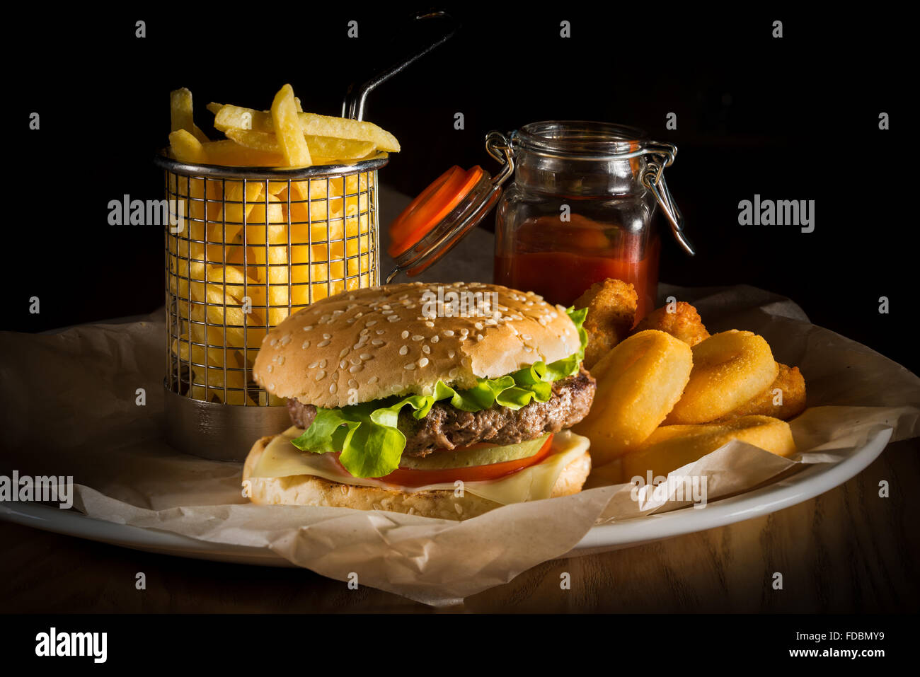 hamburger and french fries Stock Photo - Alamy