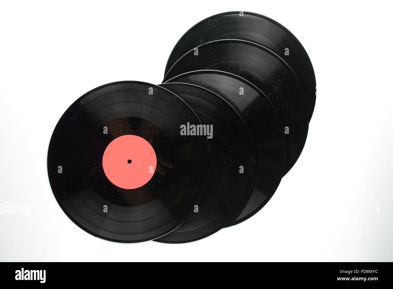 Vinyl discs on white background Stock Photo - Alamy