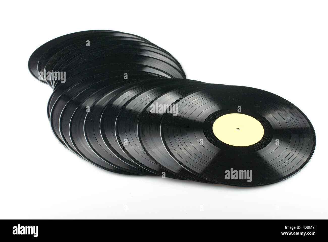 Vinyl discs on white background Stock Photo - Alamy
