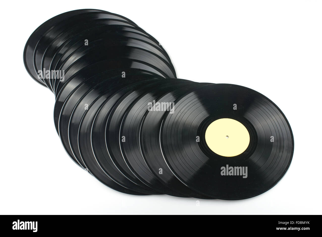 Vinyl discs on white background Stock Photo - Alamy
