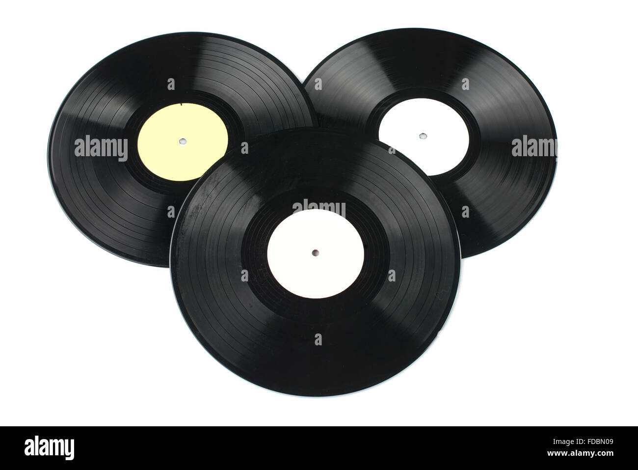 Vinyl discs on white background Stock Photo - Alamy