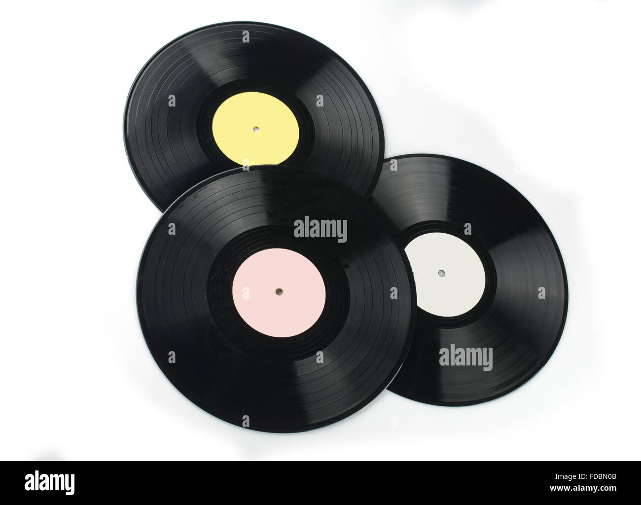 Vinyl discs on white background Stock Photo - Alamy
