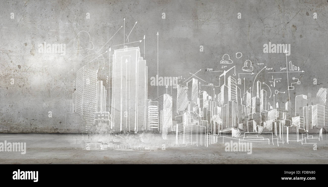 Background conceptual image of construction sketch plan Stock Photo - Alamy