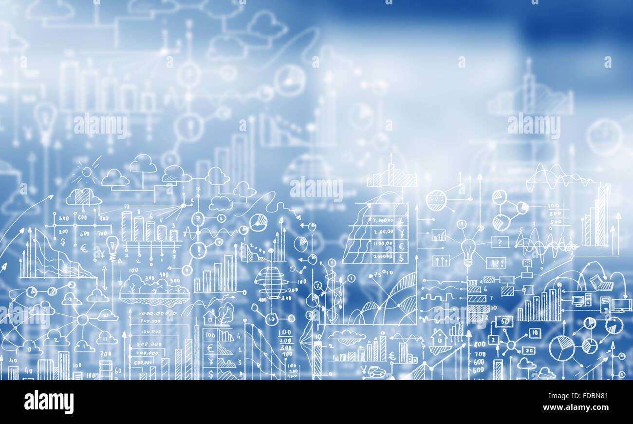 Background image with sketched business strategy plan Stock Photo - Alamy