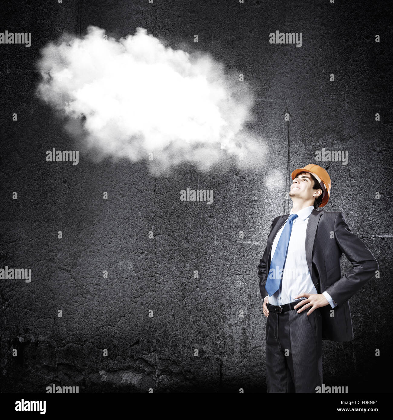 Man in hard hat thinking hi-res stock photography and images - Alamy