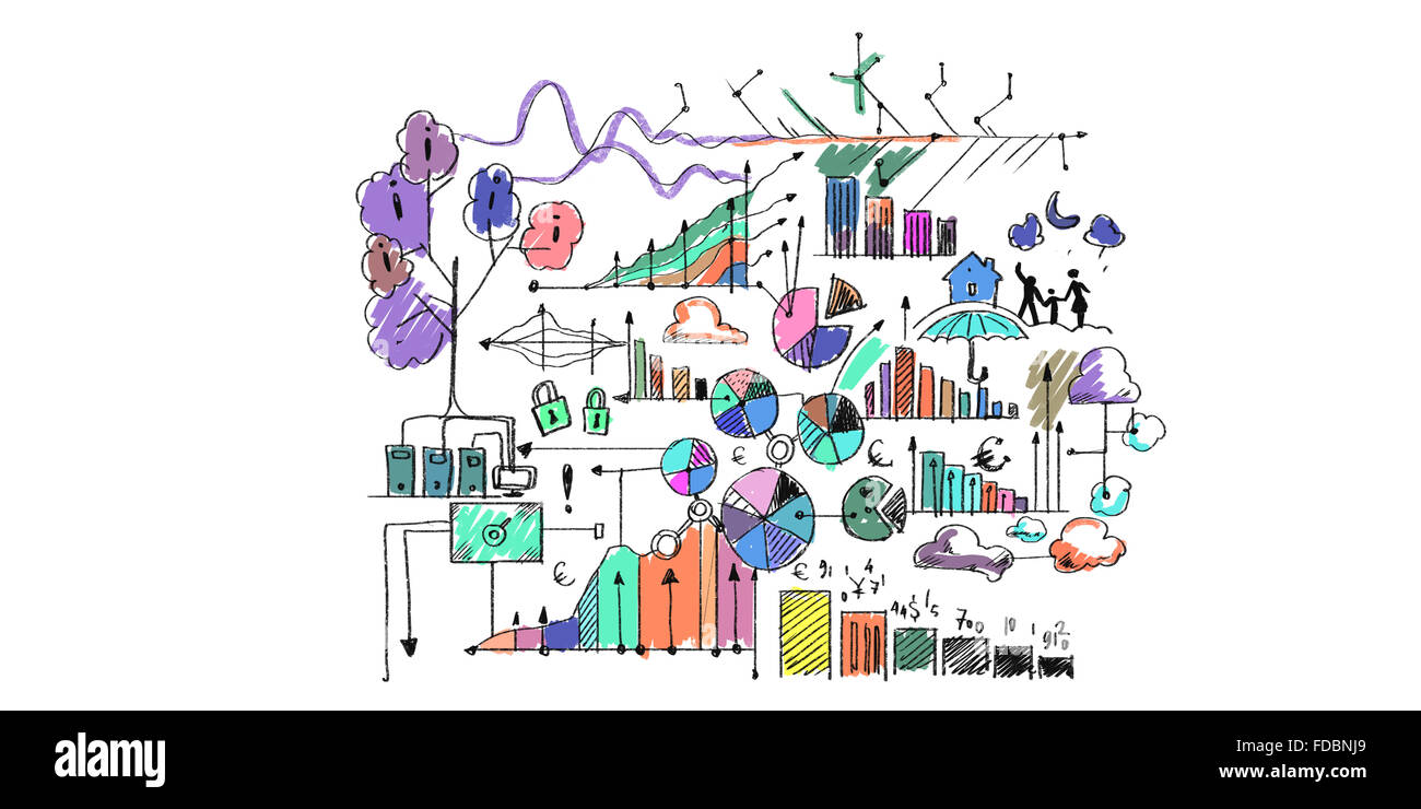 Background image with colorful business sketch strategy Stock Photo - Alamy
