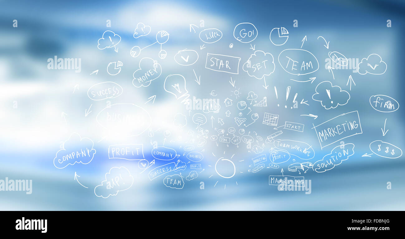 Background image with colorful business sketch strategy Stock Photo - Alamy