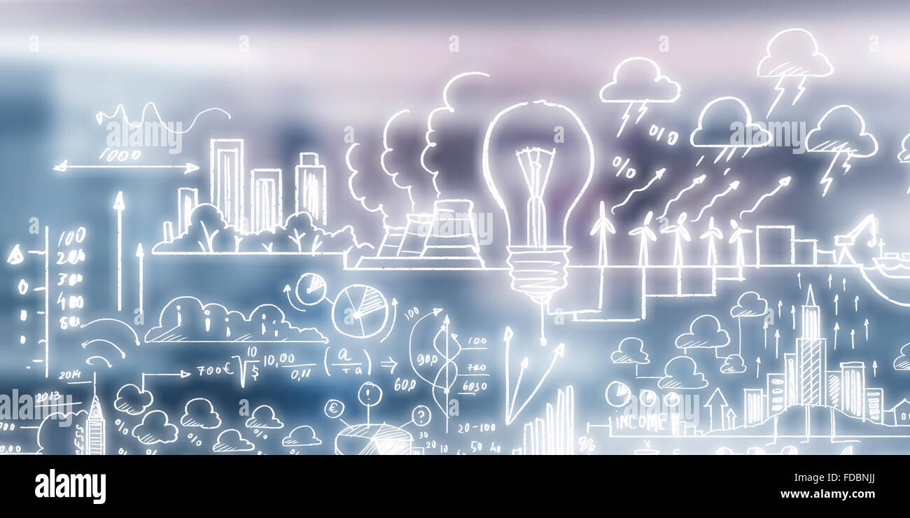 Background image with colorful business sketch strategy Stock Photo - Alamy