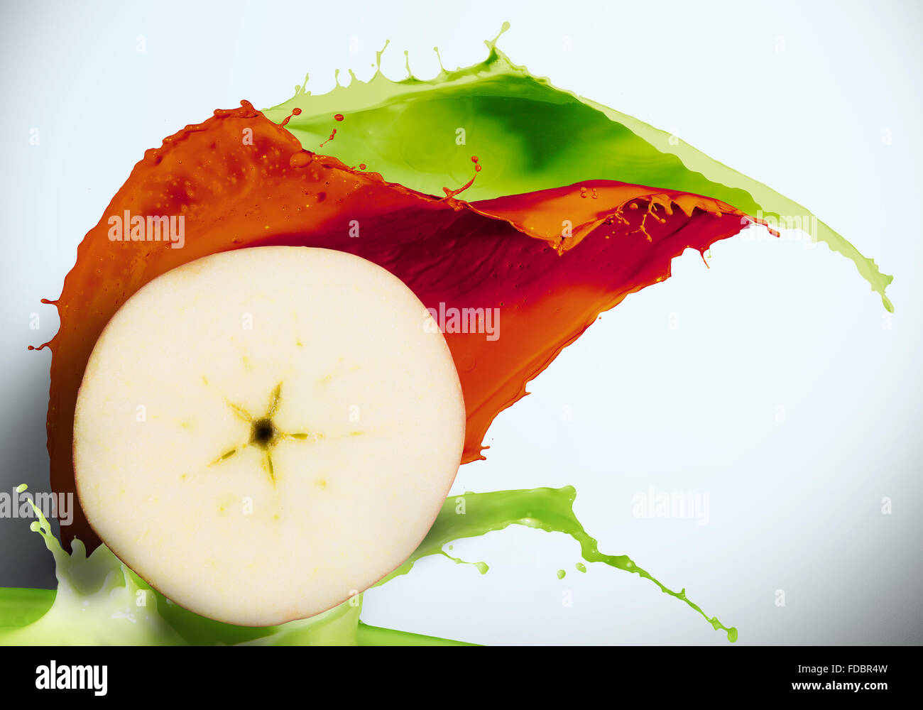 Conceptual image of juicy fruits against splashes at background Stock ...