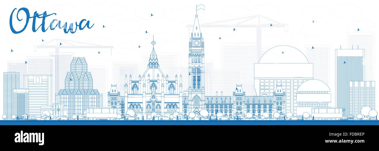 Outline Ottawa Skyline with Blue Buildings. Vector Illustration ...