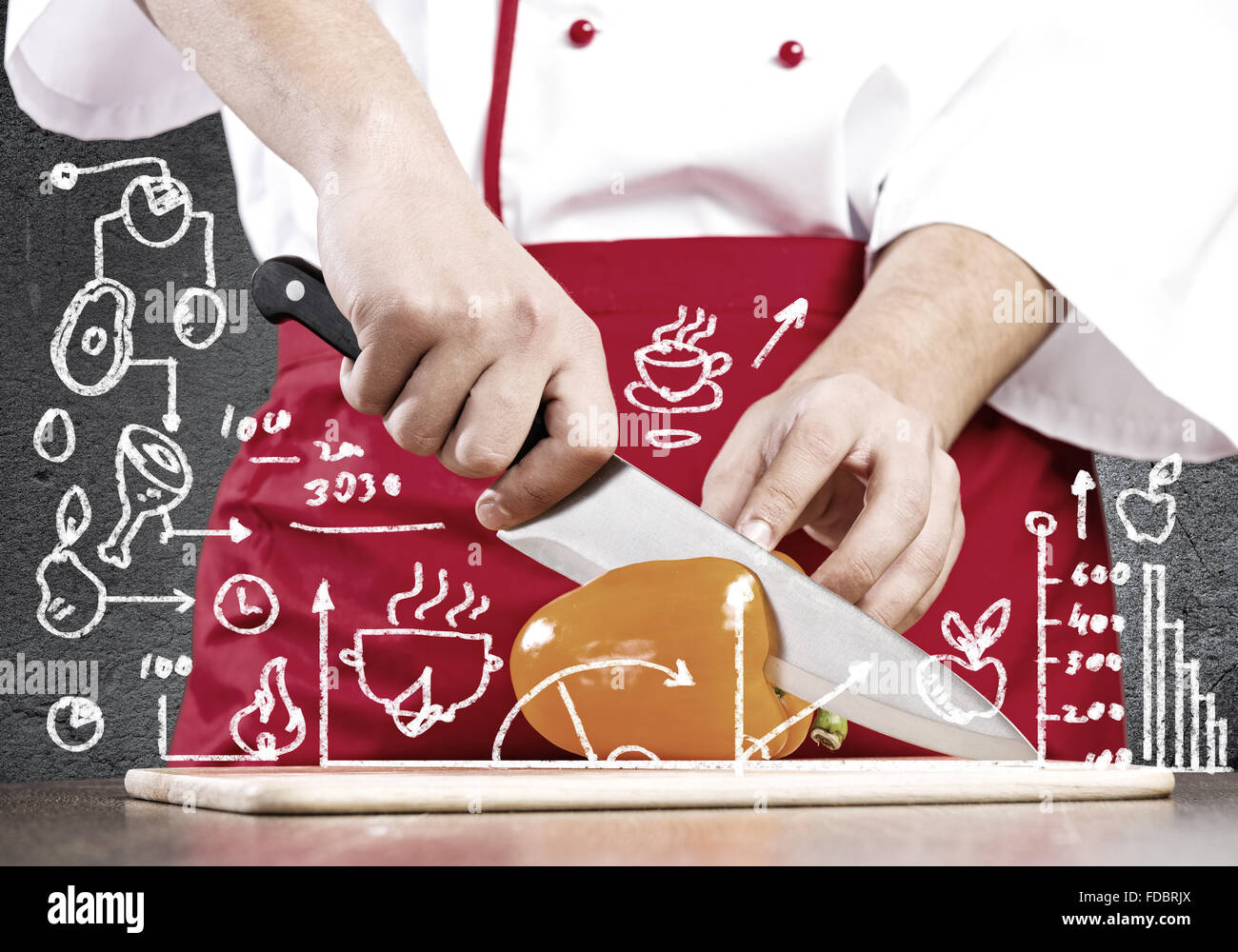 Close up of cook hands cutting vegetables with knife Stock Photo - Alamy