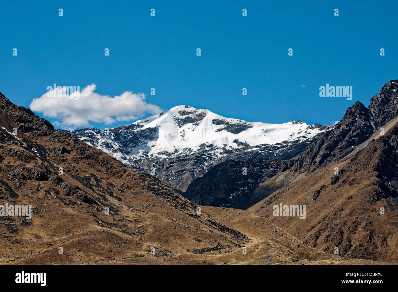 snowy Andes mountain in Peru from Cusco to Puno Stock Photo - Alamy