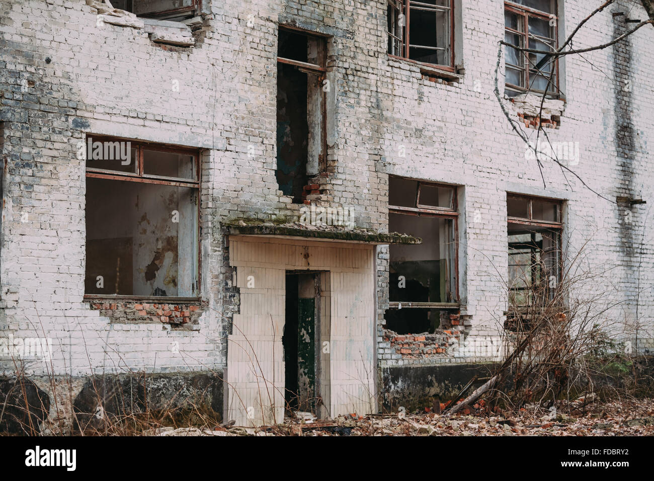Facade of Old Abandoned Building. Chernobyl Disasters Stock Photo - Alamy
