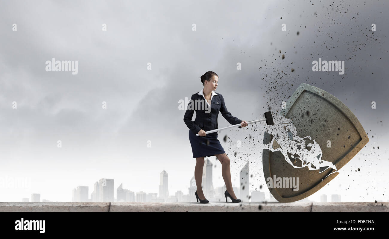 Shield hammer symbol hi-res stock photography and images - Alamy