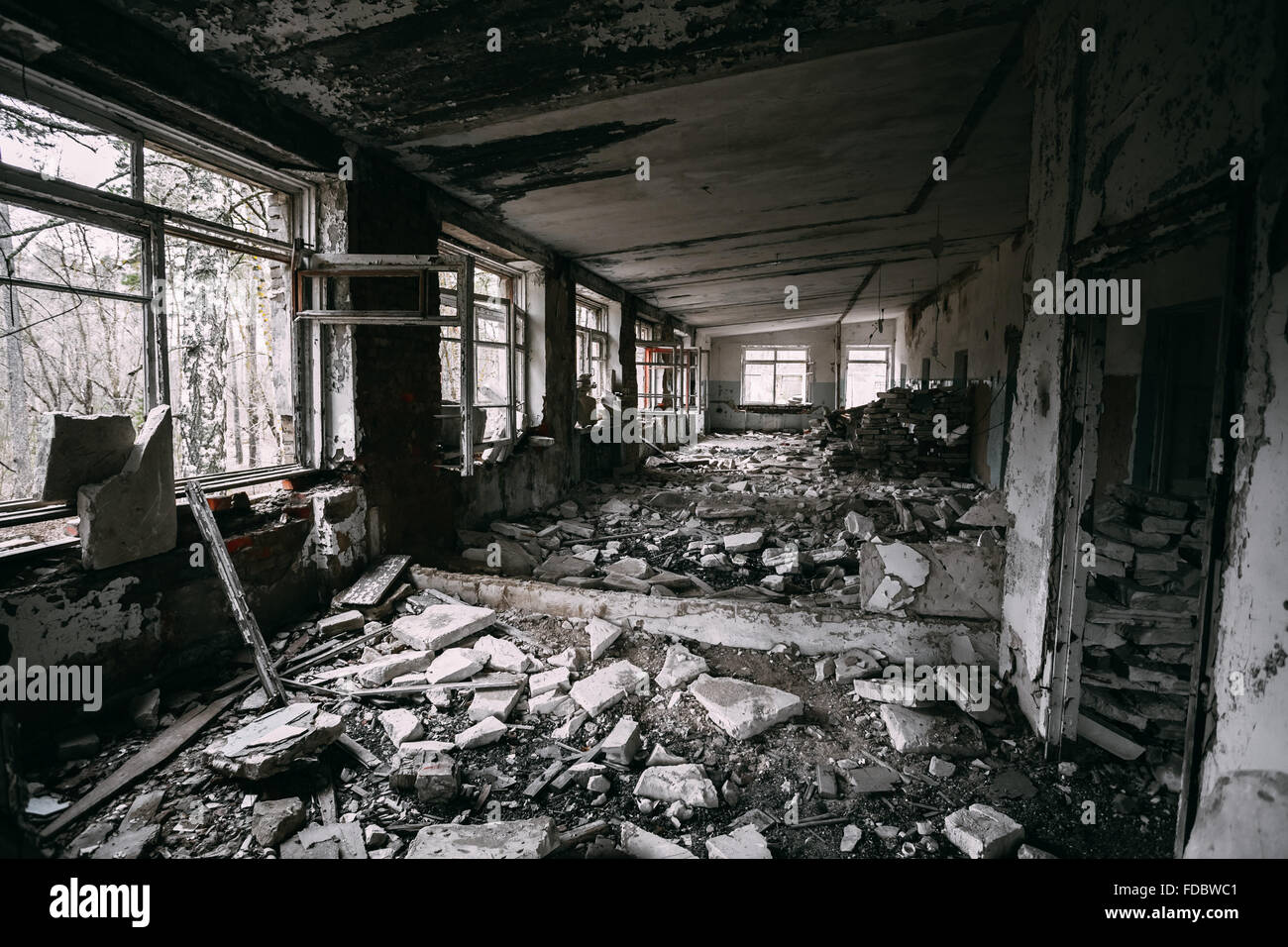 Abandoned Building Interior In Chernobyl Zone. Chornobyl Disasters ...