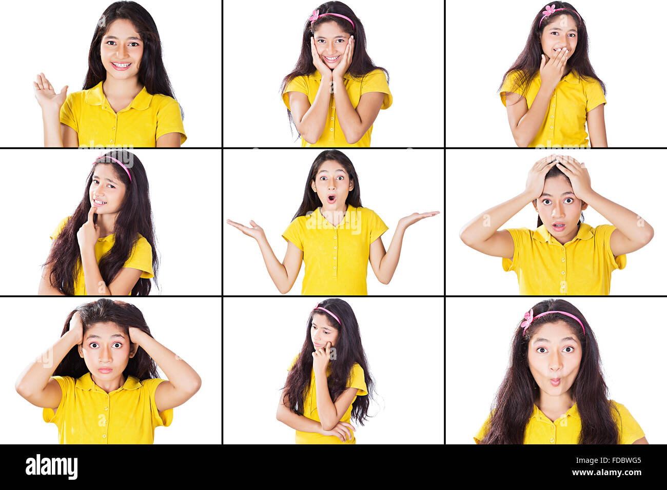 Facial Expression 1 Indian Young Teenager Girl Multi Tasking Montage ...