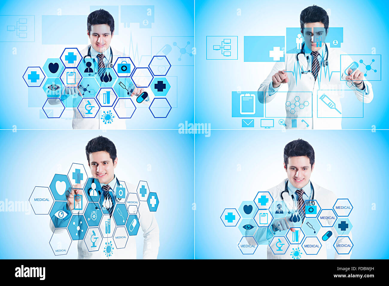 1 Indian Medical Doctor Man Digital Screen Multi Tasking Montage Photo ...