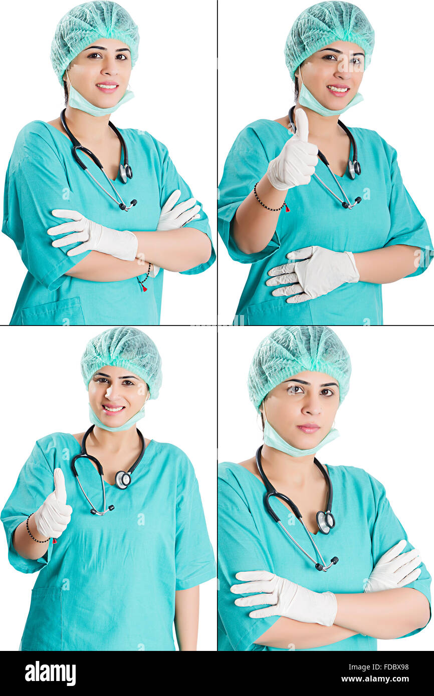 1 Indian Medical Surgeon Doctor Woman Multi Tasking Montage Photo Stock ...