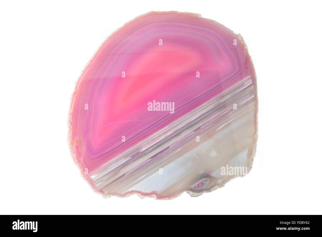 Section of a pink geode in white background Stock Photo - Alamy