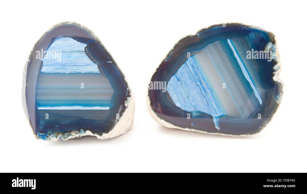 Section of a white and blue geode in white background Stock Photo - Alamy