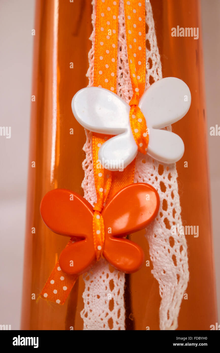 White canvas decorated with ribbons and butterflies Stock Photo - Alamy