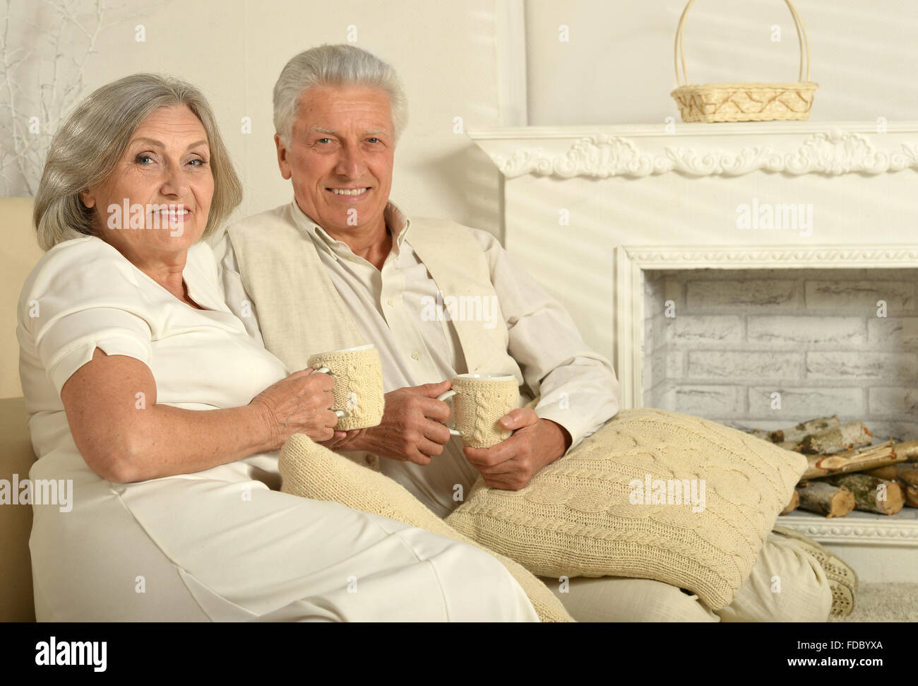 Elderly people with tea Stock Photo - Alamy