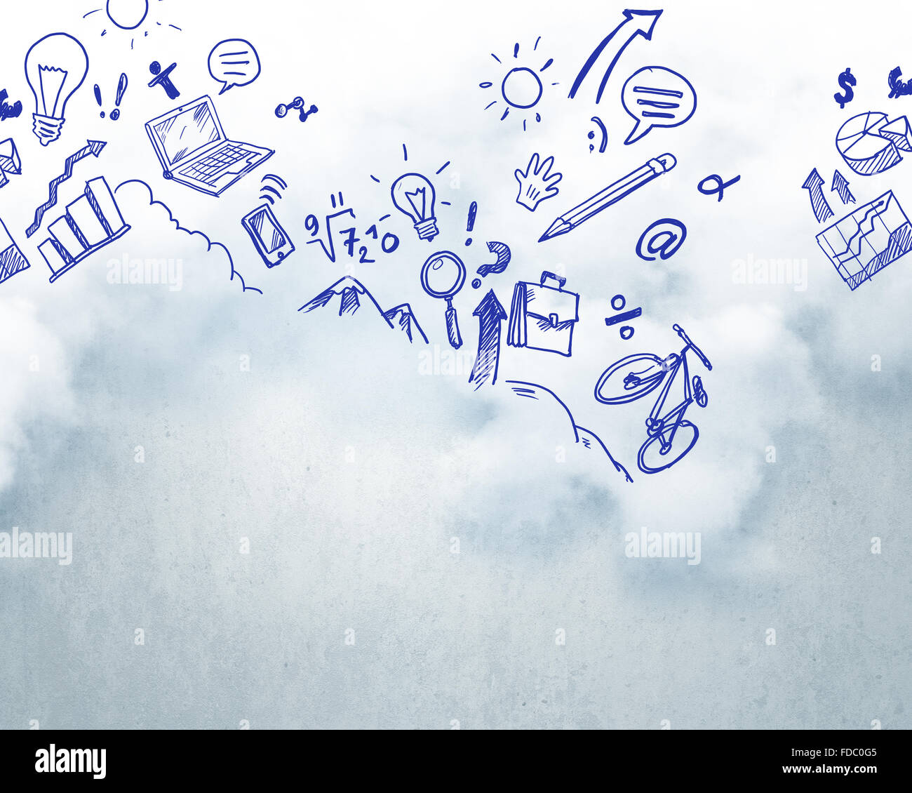 Conceptual sketch image with life concepts on white backdrop Stock ...