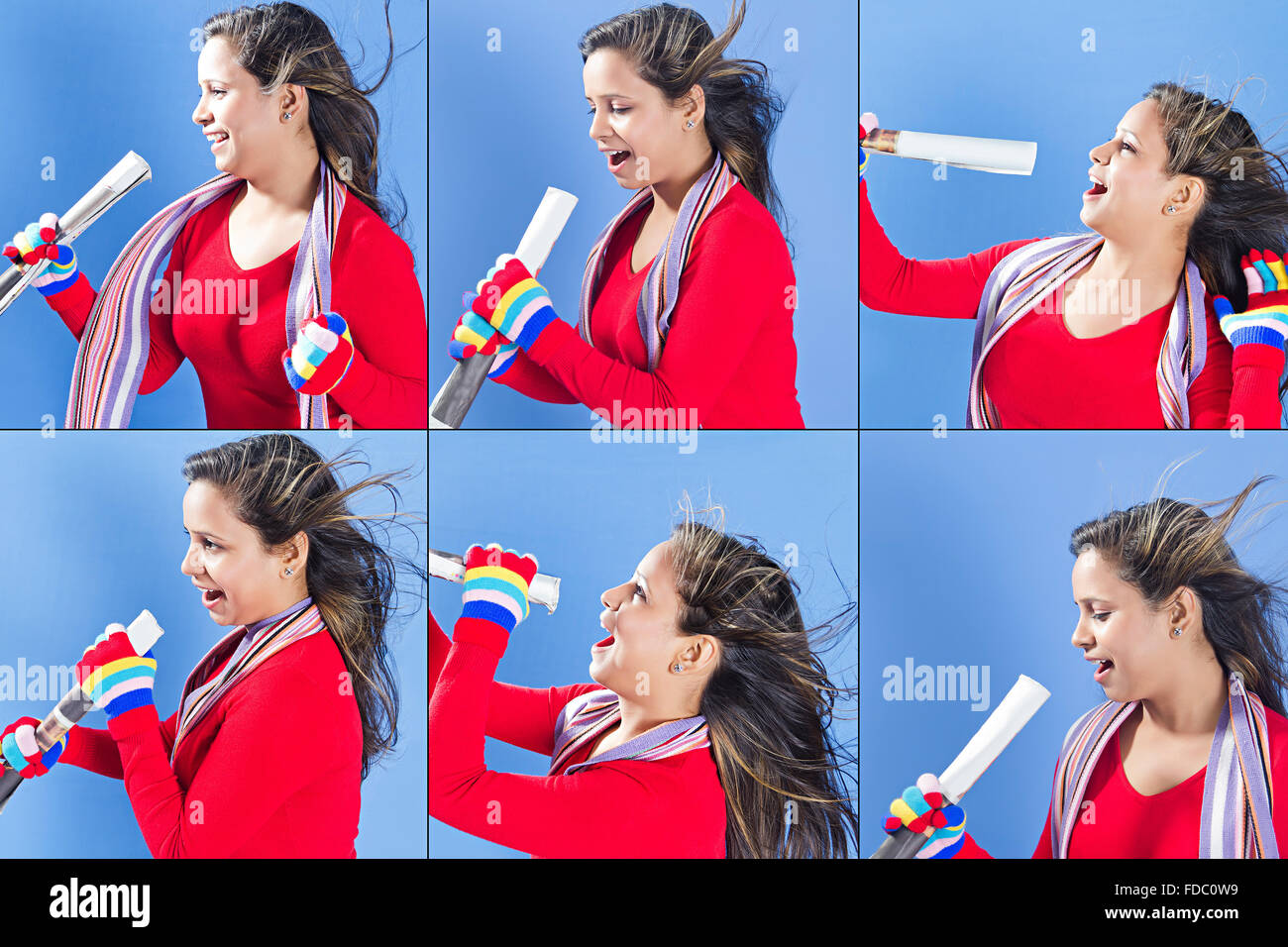 1 Indian Young Woman Singing Music Hobby Facial Expression Montage ...