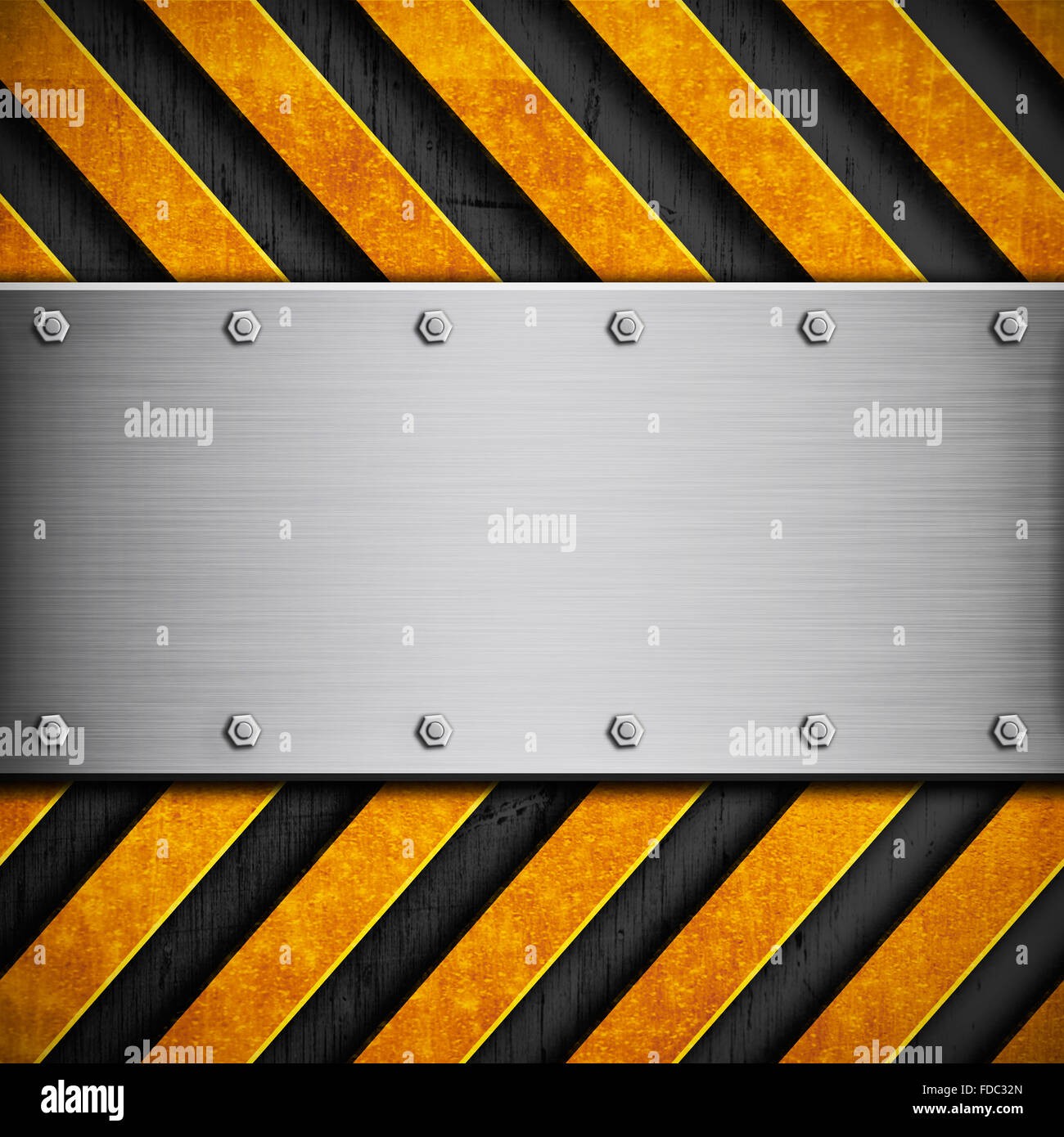 Polished metal texture with yellow hazard stripes Stock Photo - Alamy